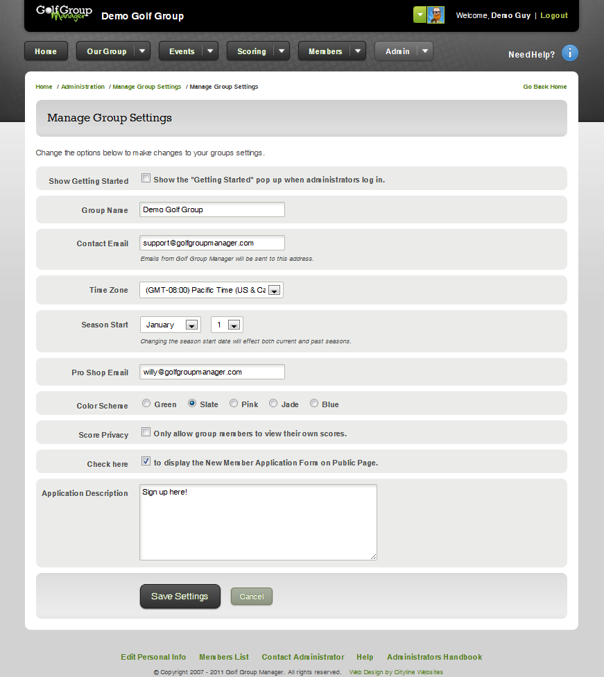 Golf League Management Software - Golf Group Manager